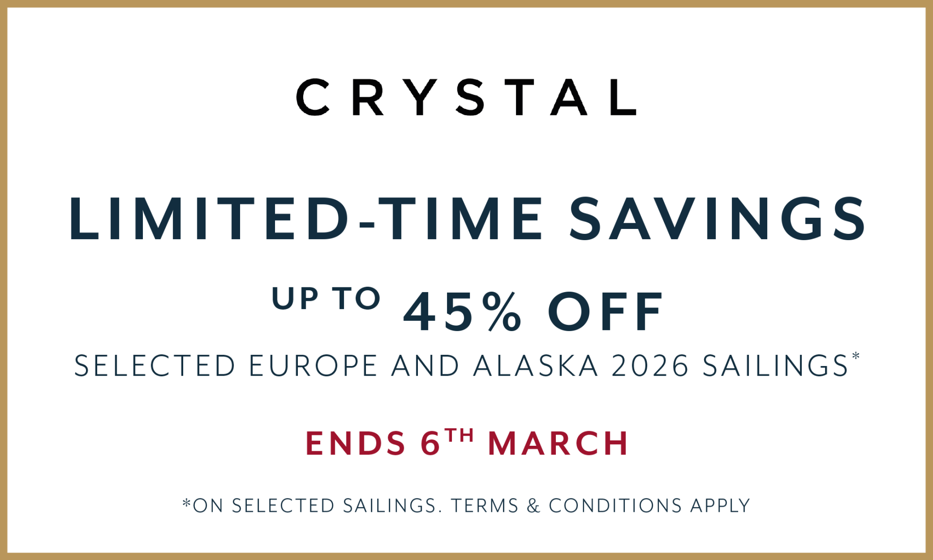 Crystal Cruises 2026 | Crystal 2026 Cruises | SixStarCruises