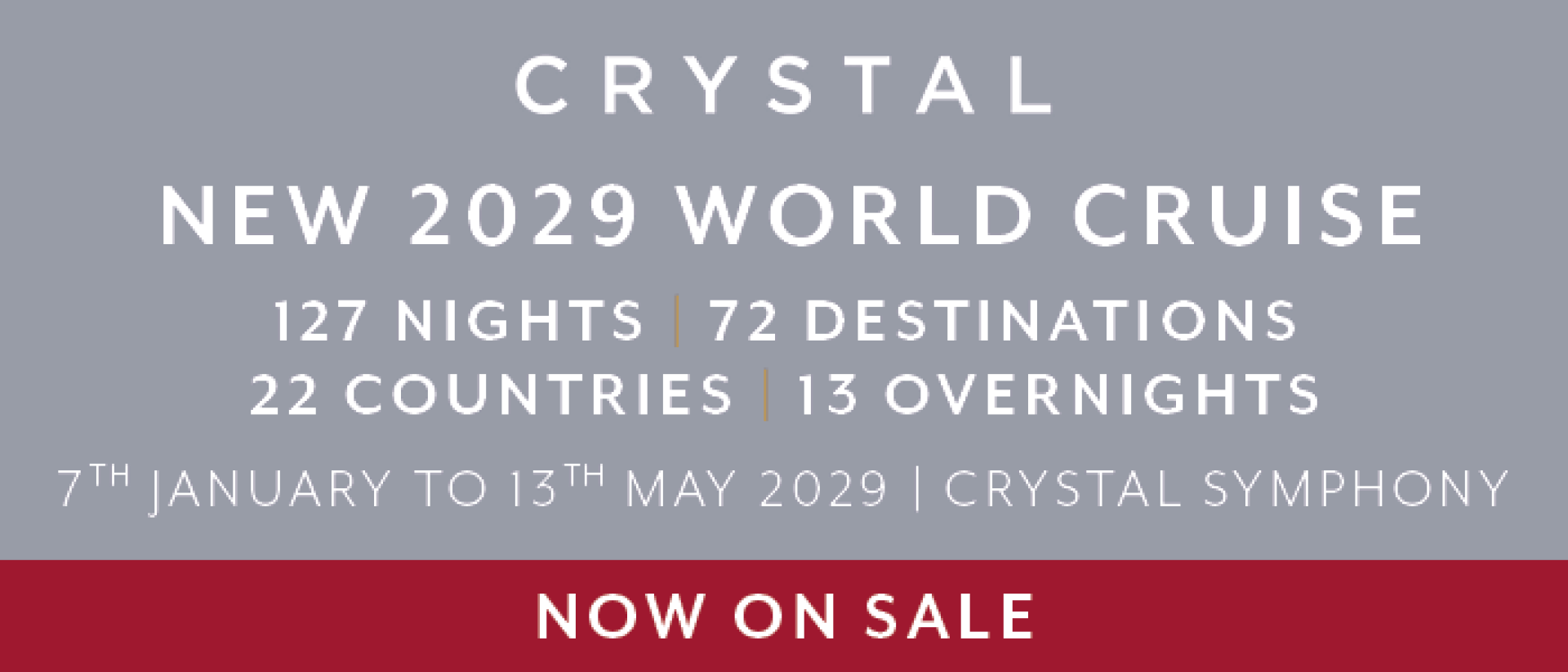 Crystal Cruises 2026 | Crystal 2026 Cruises | SixStarCruises